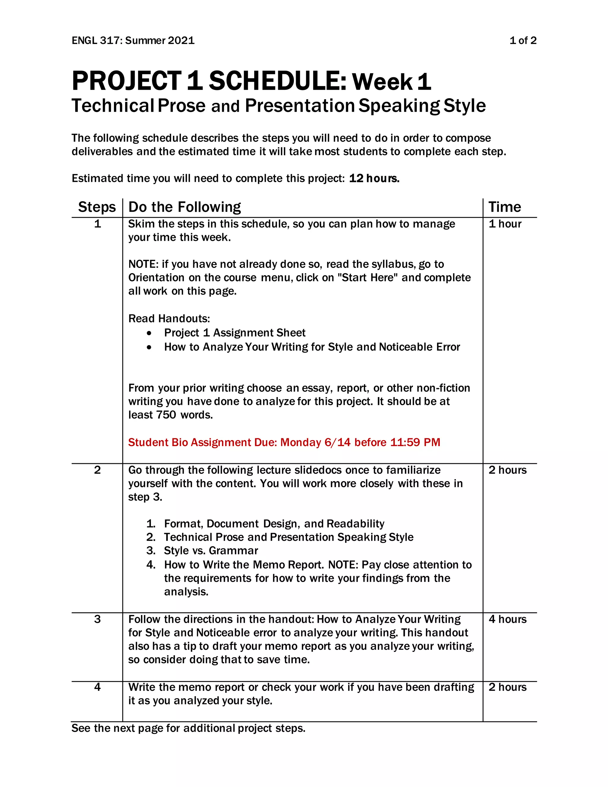 Project1 schedule steps_engl317_summer2021 | DOCX