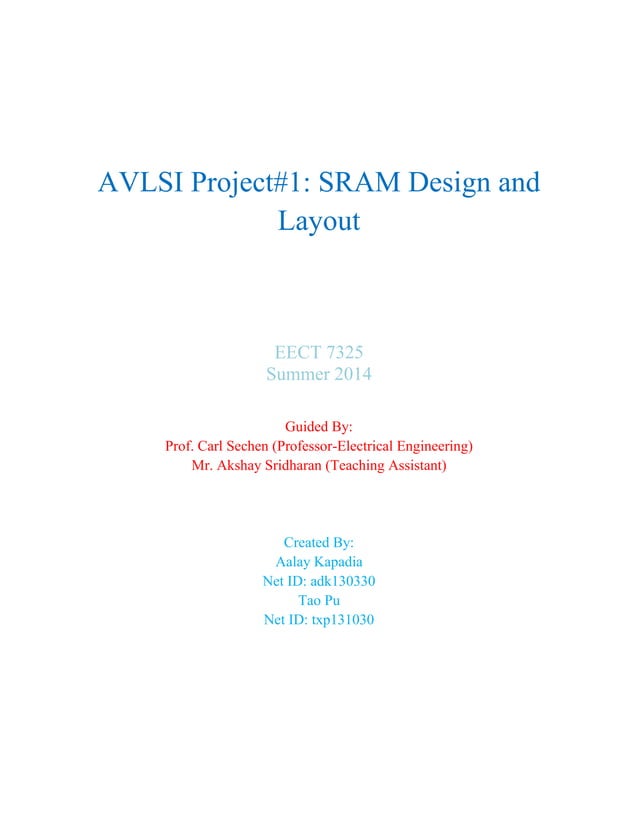 Project Report Of SRAM Design | PDF | Computer Peripherals | Computing