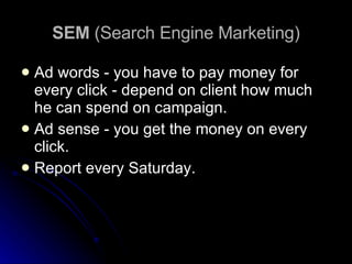 SEO, SEM, SMO Project | PPT