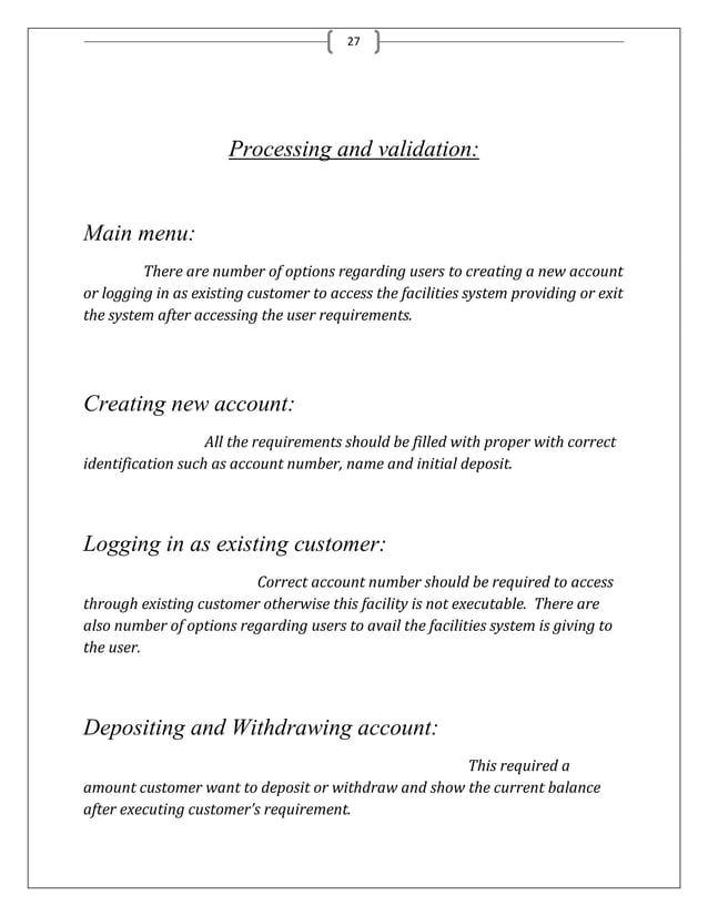 documentation on bank management system | DOCX | Business Banking ...