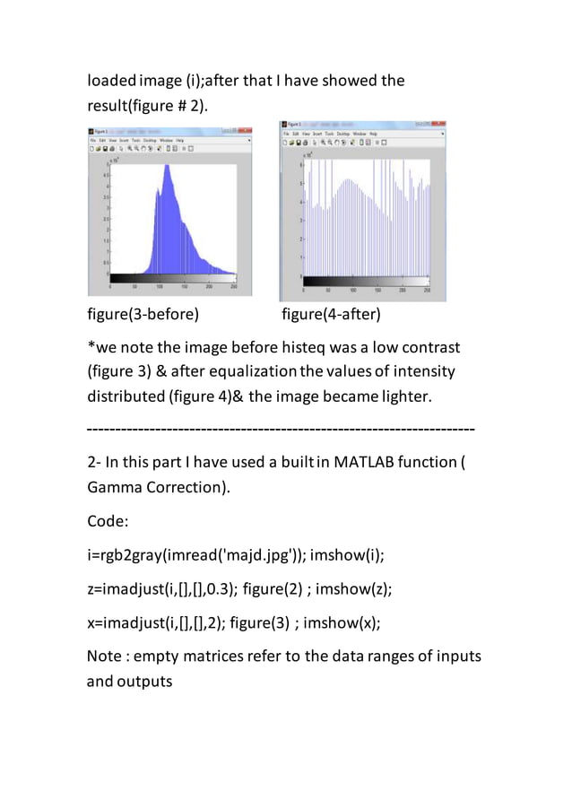 Image Processing using Matlab ( using a built in Matlab function(Histogram equalization ). | PDF