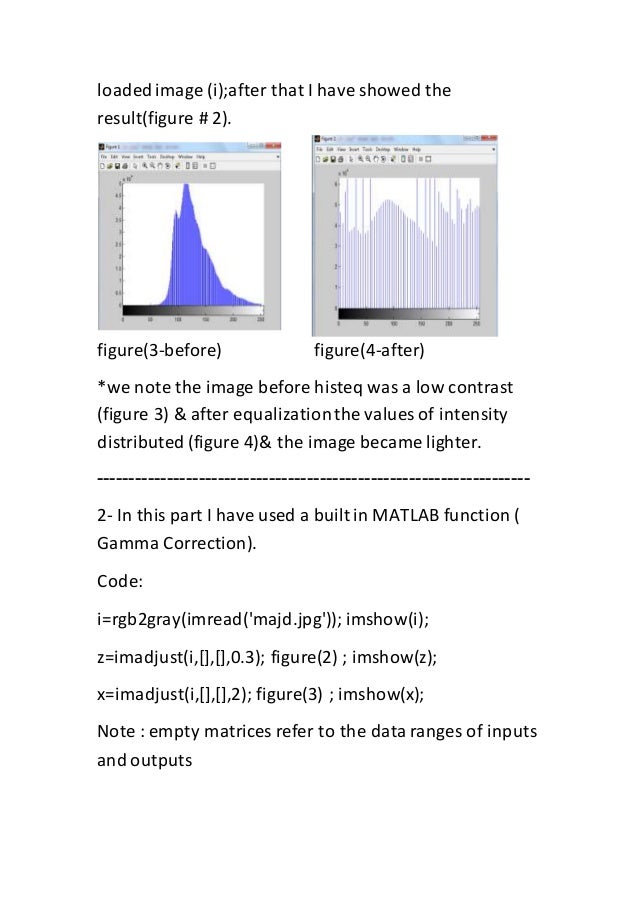 Image Processing Using Matlab Using A Built In Matlab Functionhist