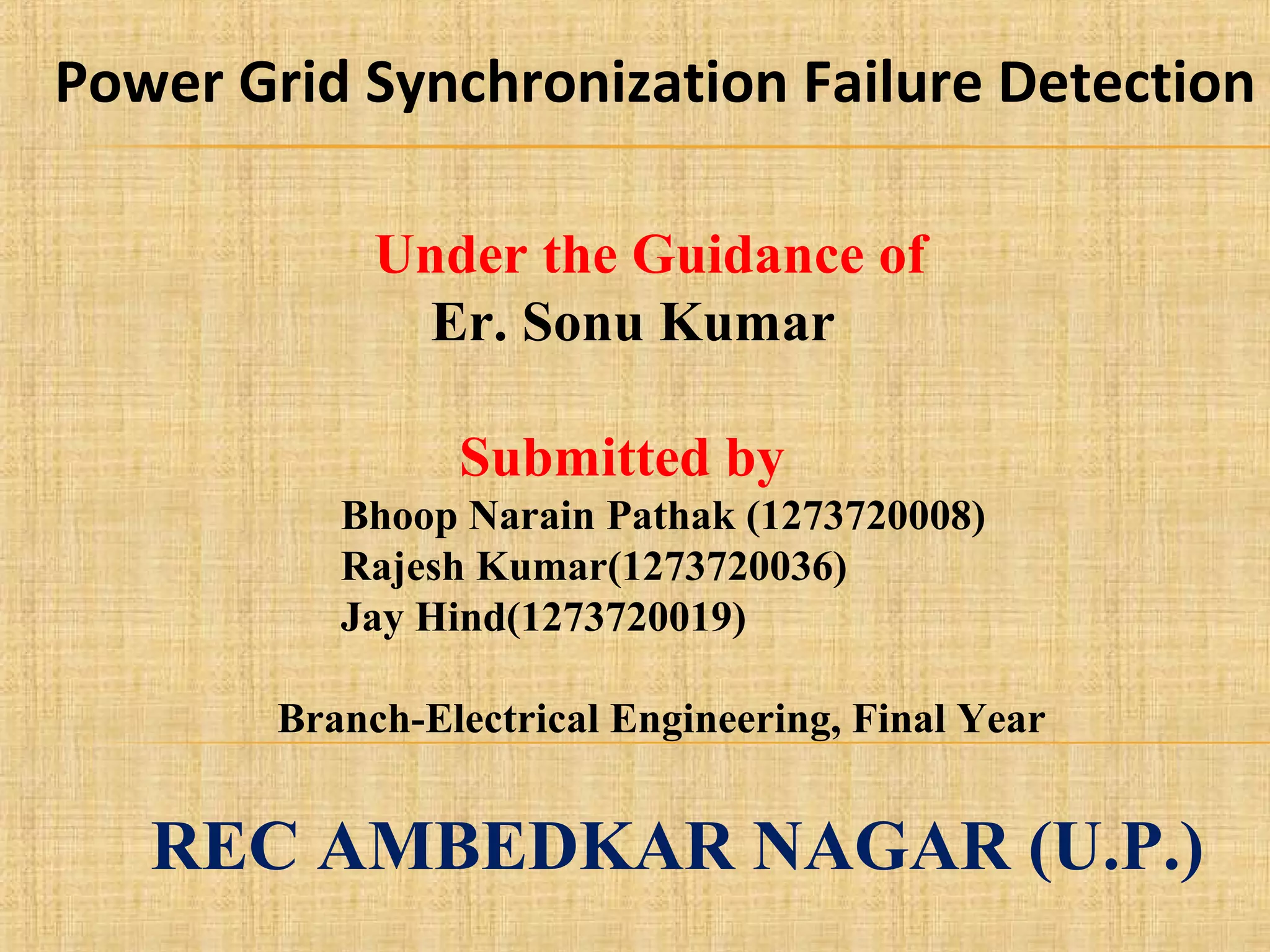 power grid synchronization failure detection | PPT