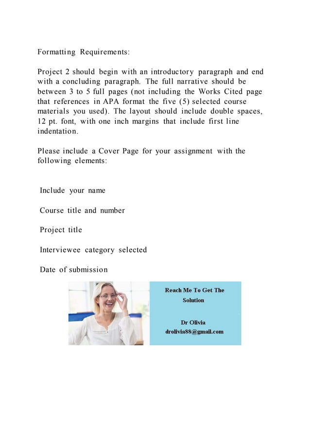 Project 2—Field Interview OverviewAs part of your role as a | PDF