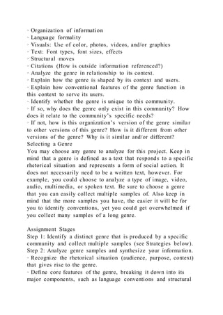 Project 2 genre analysis report assignment promptin pr | DOCX