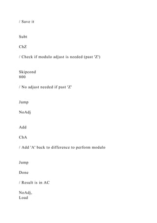 Project 2 MARIE Start code at bottom of document1. IntroductionT.docx