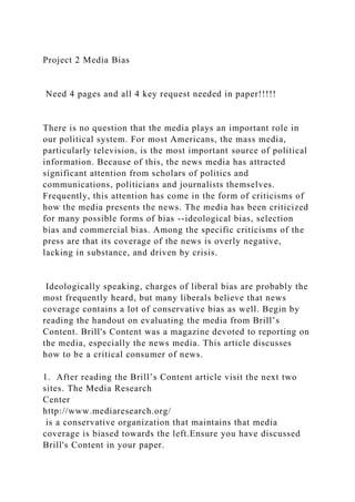 Project 2 Media Bias Need 4 pages and all 4 key request needed.docx ...
