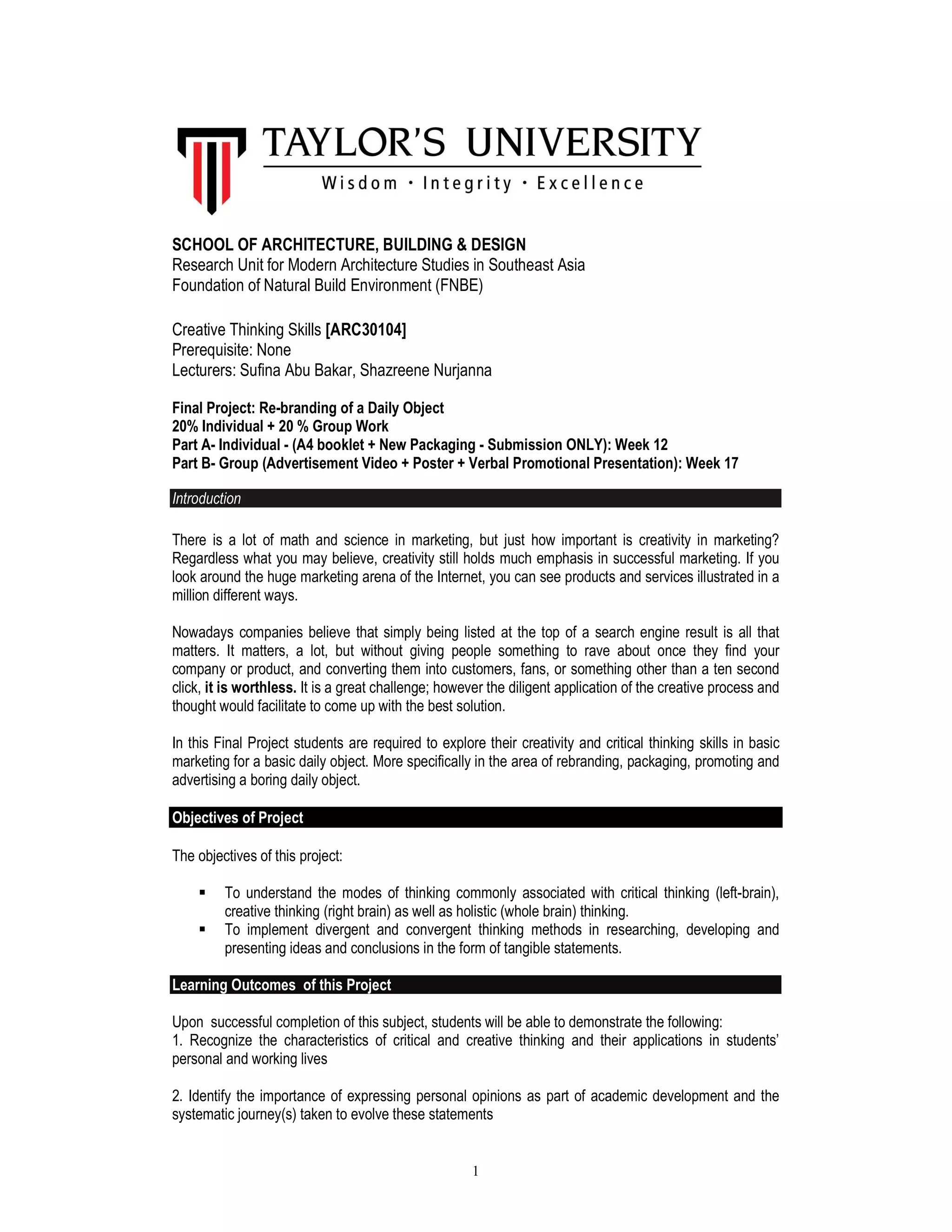 CTS Final Project Brief | PDF