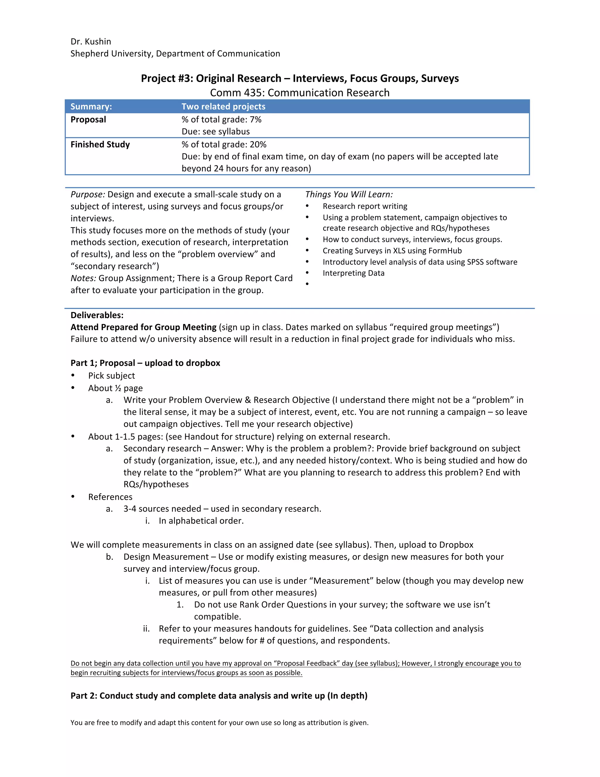 Research Project Assignment: iPad Surveys, Interviews, and Focus Groups ...