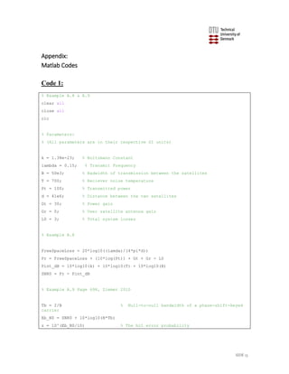 Project 3 “Satellite Link Budgets and PE” | PDF