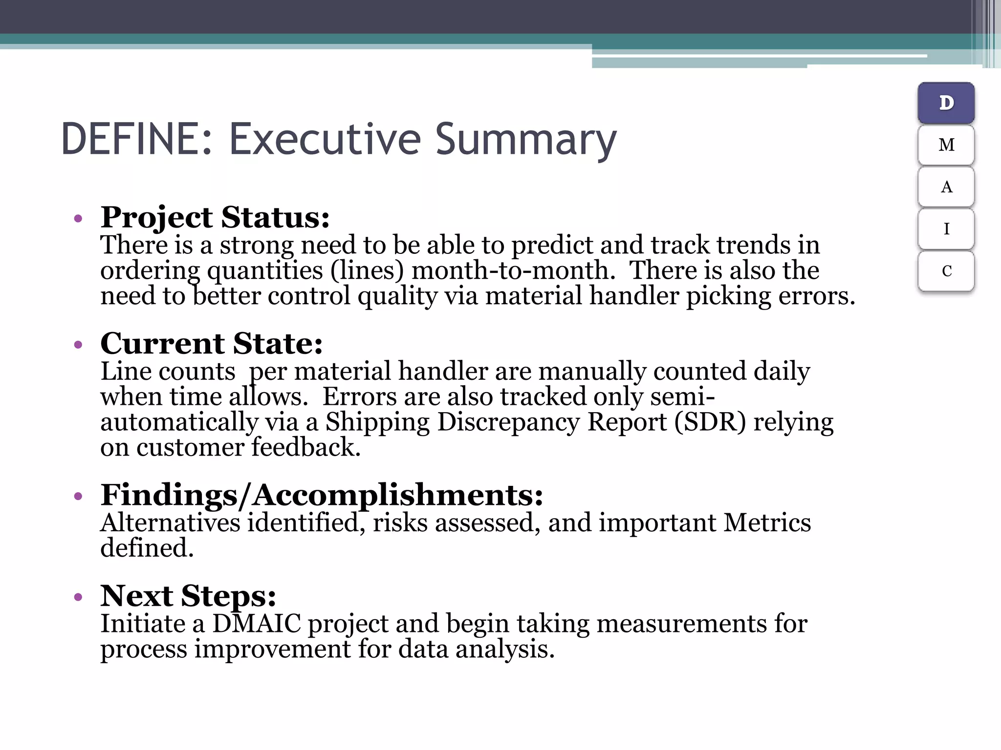 Six Sigma Project on Distribution Efficiency | PPT