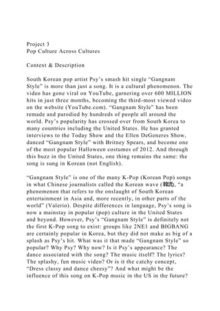 Project 3Pop Culture Across Cultures Context & Description.docx