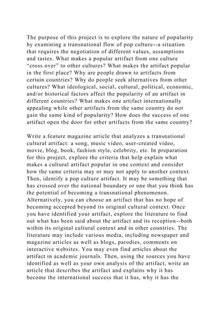Project 3Pop Culture Across Cultures Context & Description.docx