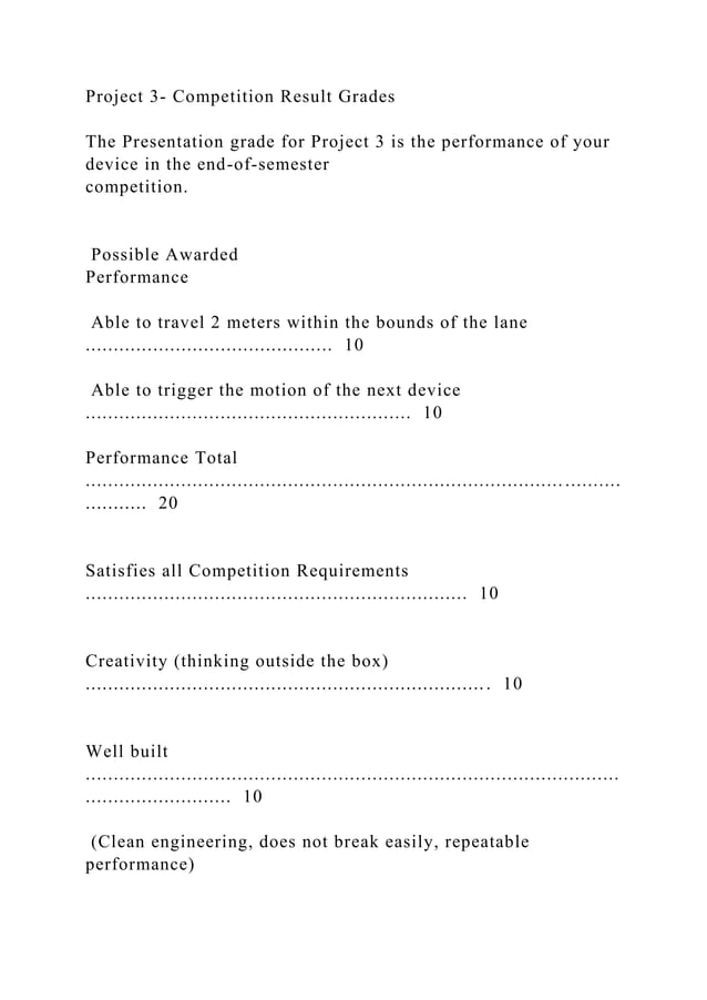 Project 3 Report and Competition Grading Guidelines ME 286 E.docx