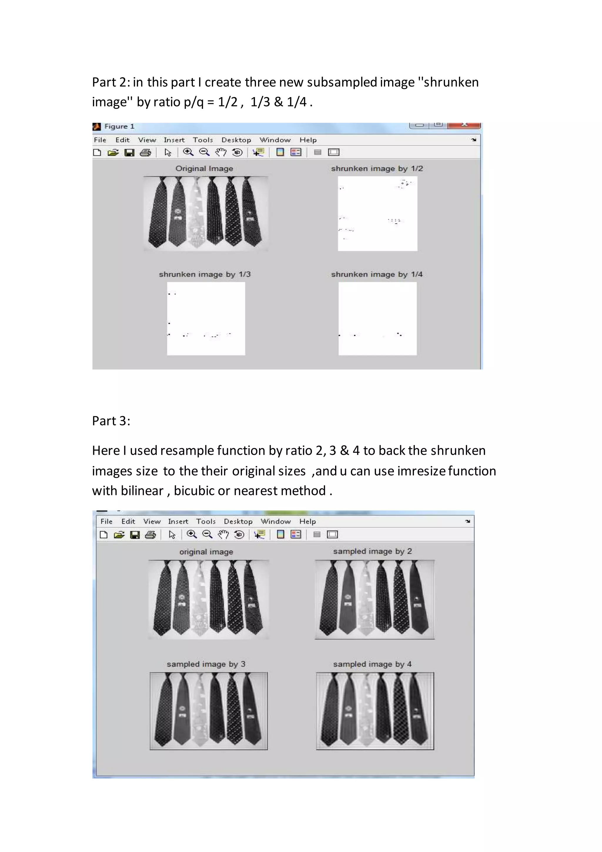 Image Processing using Matlab ( implement sub sampling and re sampling functions ) | PDF