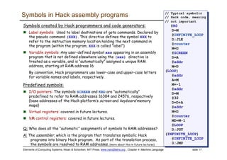 nand2tetris 舊版投影片 -- 第四章 機器語言 | PDF | Operating Systems | Computer Software and Applications