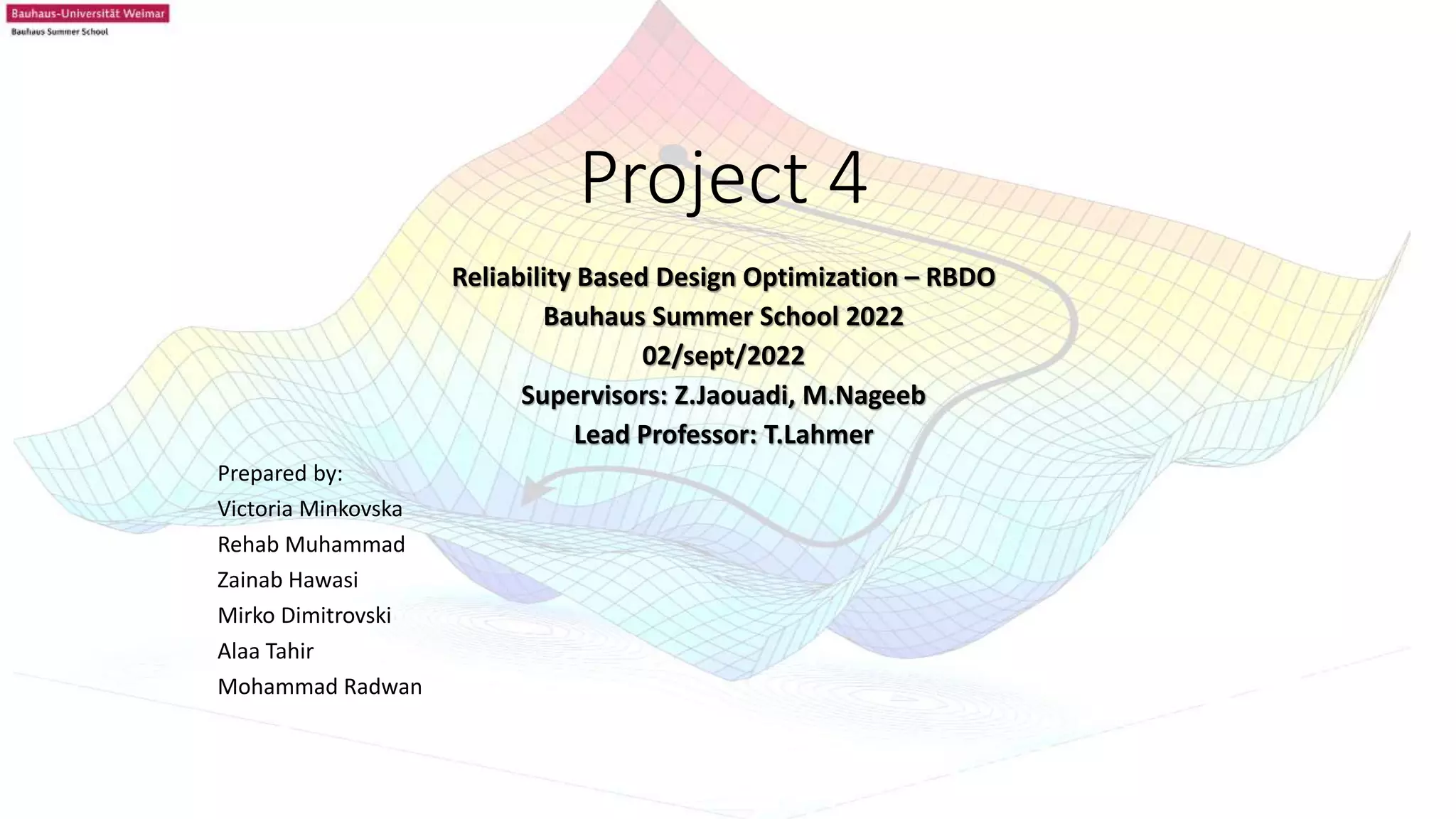 Project 4-Final Presentation RBDO | PPT