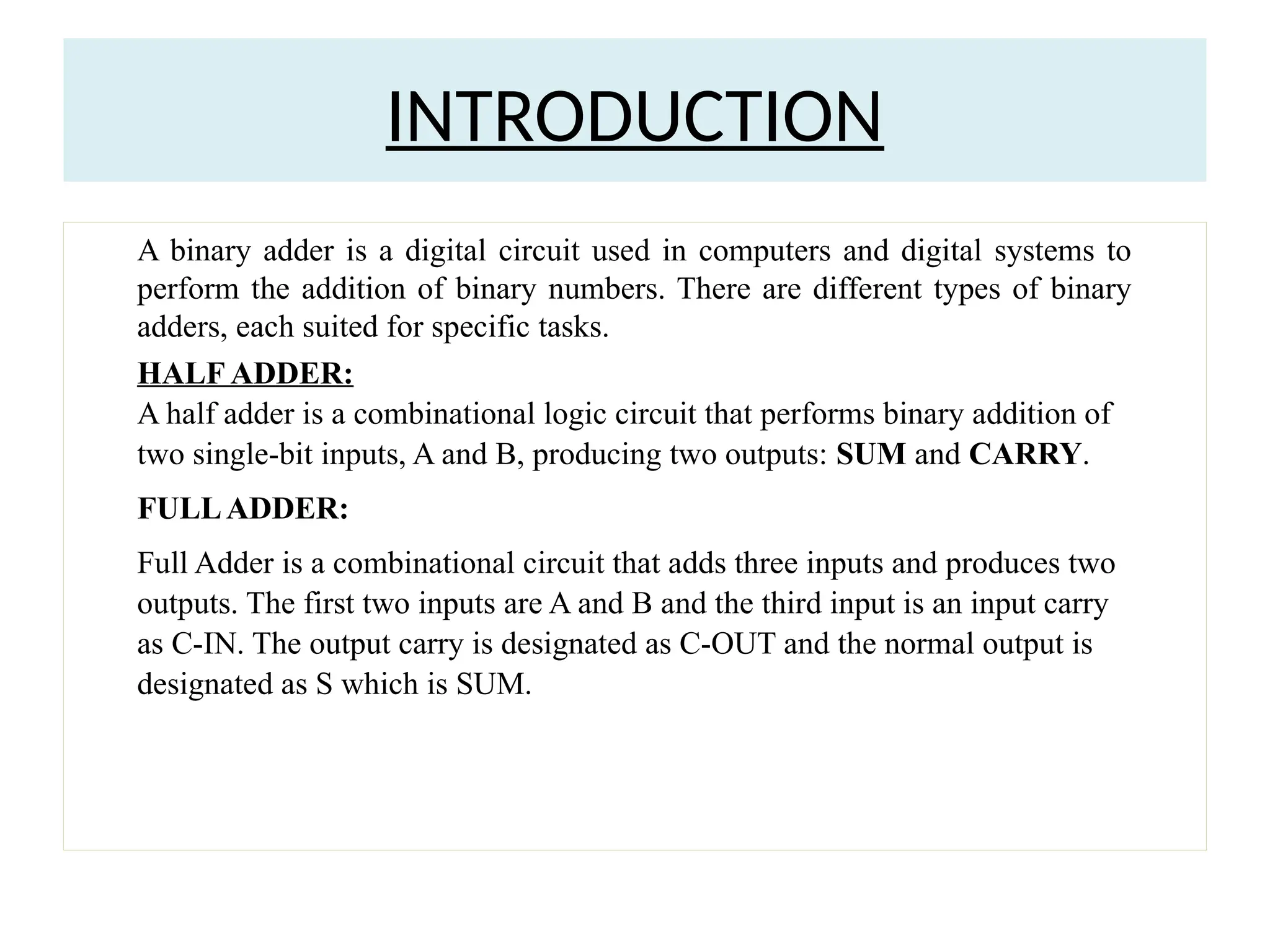 project 4 bit adder circuit using logic gates | PPTX