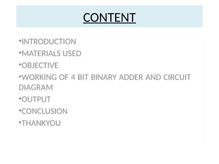 project 4 bit adder circuit using logic gates | PPTX