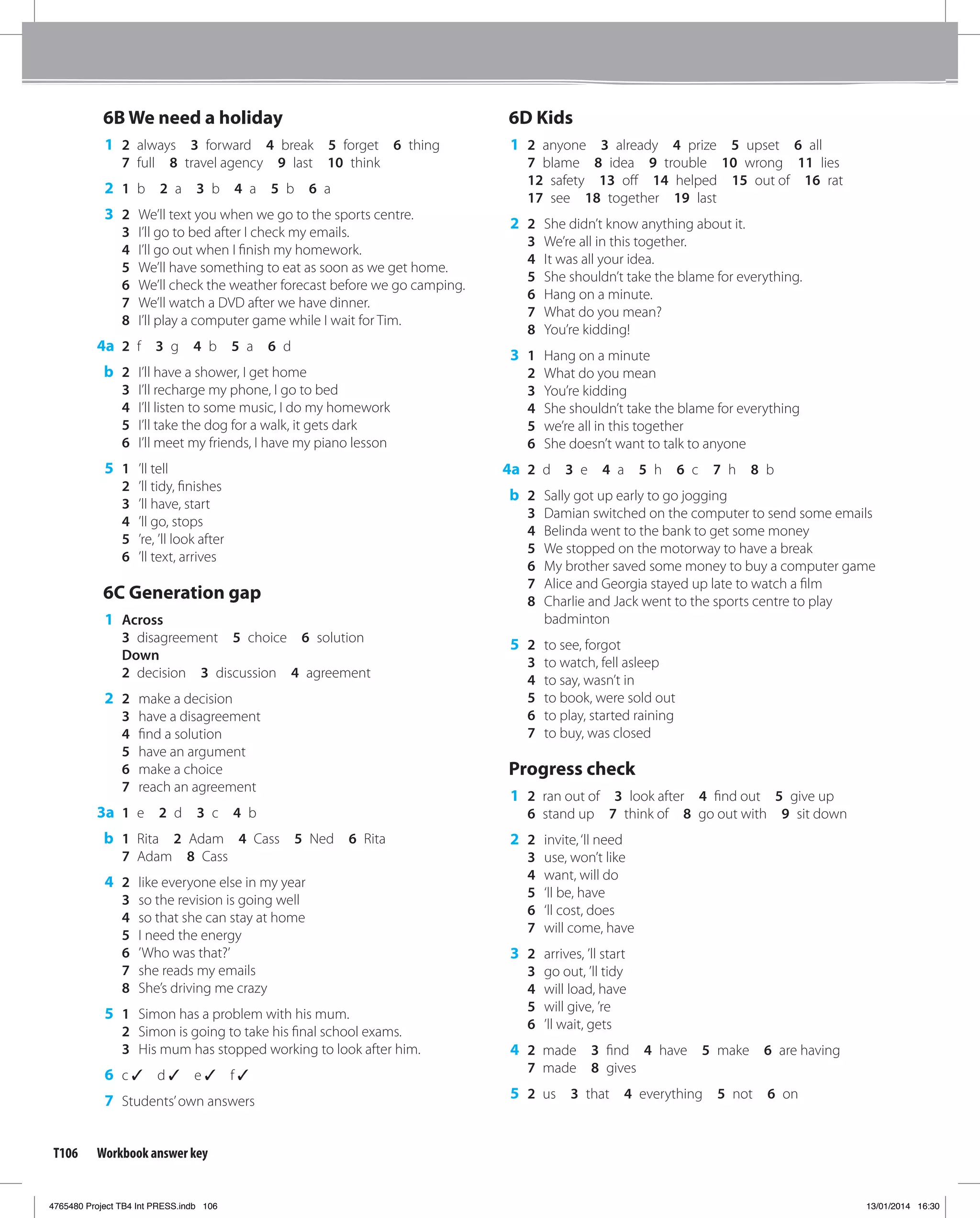 Project 4th Edition Workbook 4 Answer Key | PDF