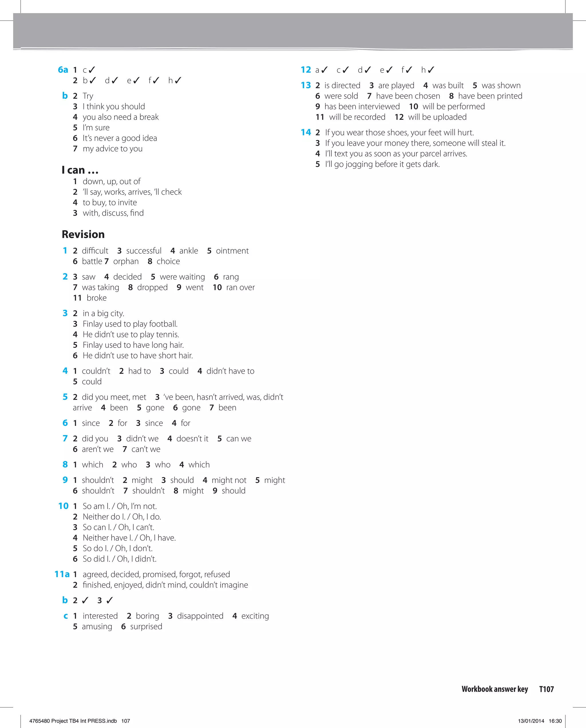 Project 4th Edition Workbook 4 Answer Key | PDF
