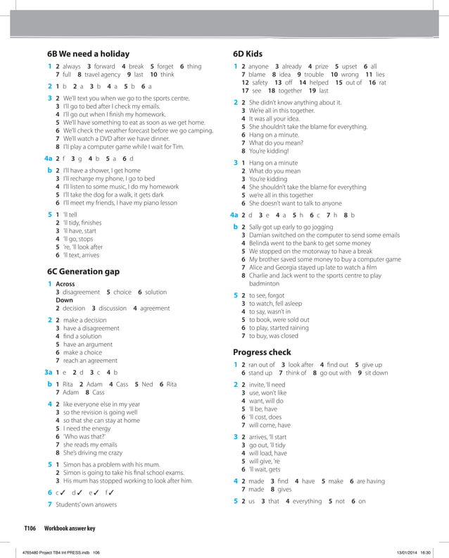 Project 4th Edition Workbook 4 Answer Key | PDF | Sports