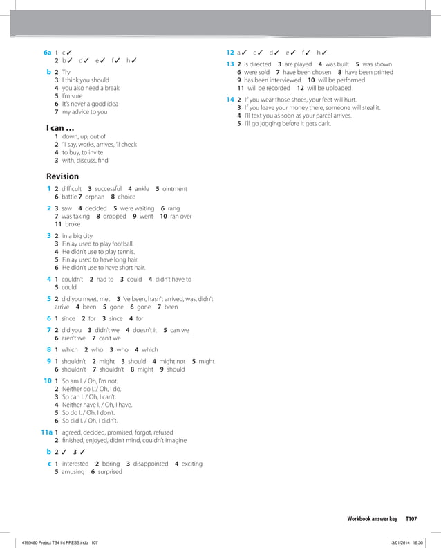 Project 4th Edition Workbook 4 Answer Key | PDF | Sports
