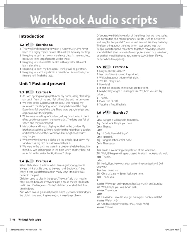 Project 4th Edition Workbook 4 Answer Key | PDF | Sports