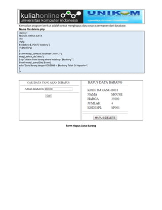 Program hapus data barang | PDF