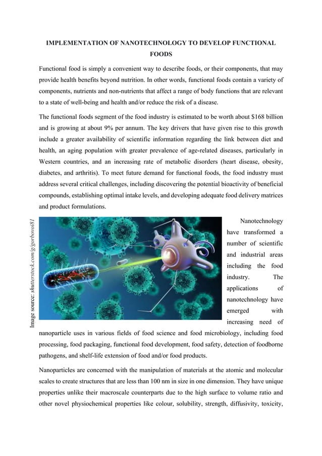 Implementation of nanotechnology in development of functional foods | Food Technology | PDF