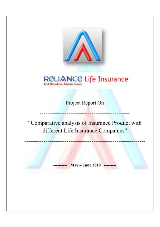 Reliance Life Insurance Summer Project Report 2010 | PDF