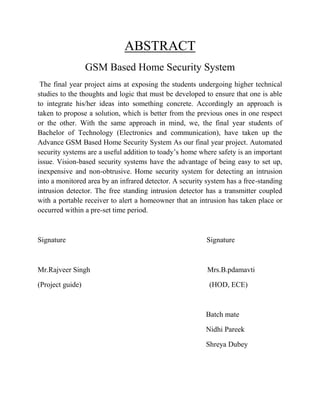 gsm home security system absract | PDF