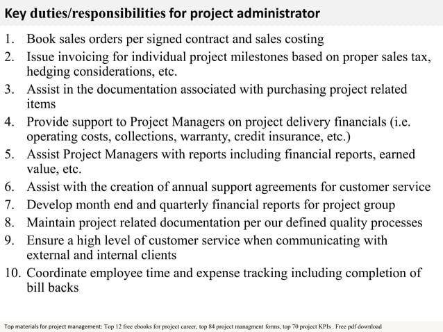 Project administrator | PPTX | Resume Writing and Advice | Job Search