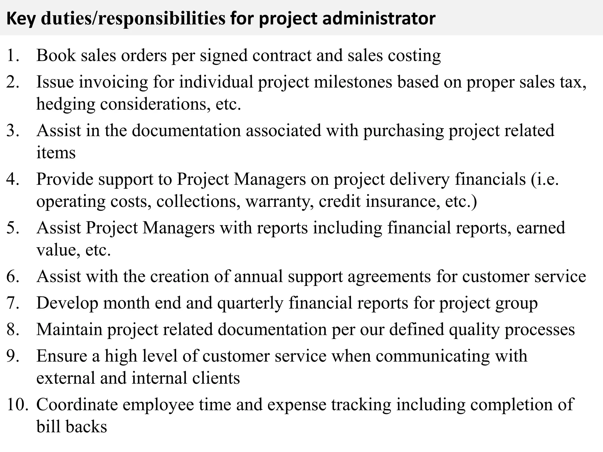 Project administrator job description | PPTX