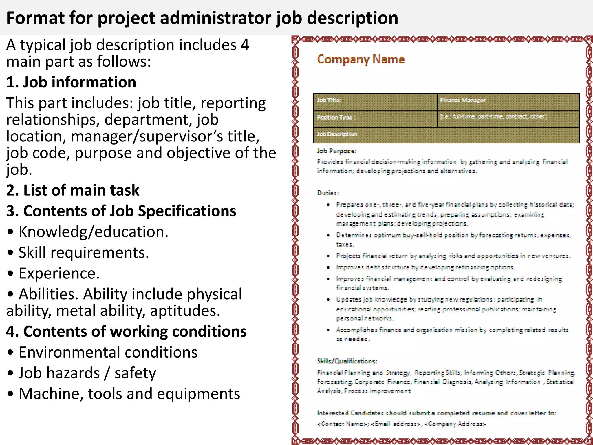 Project administrator job description | PPTX