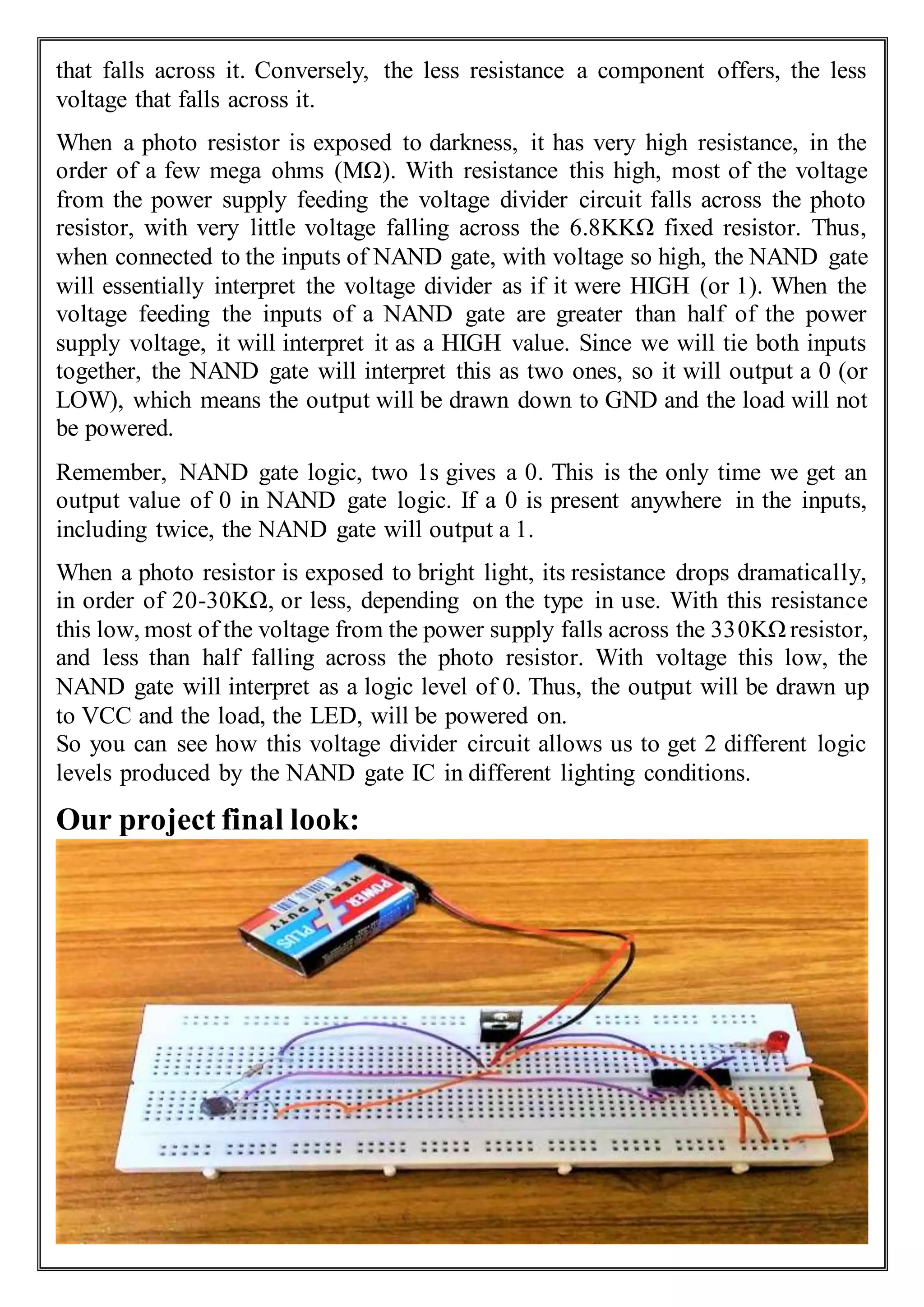 LIGHT DETECTOR USING NAND GATE | DOCX