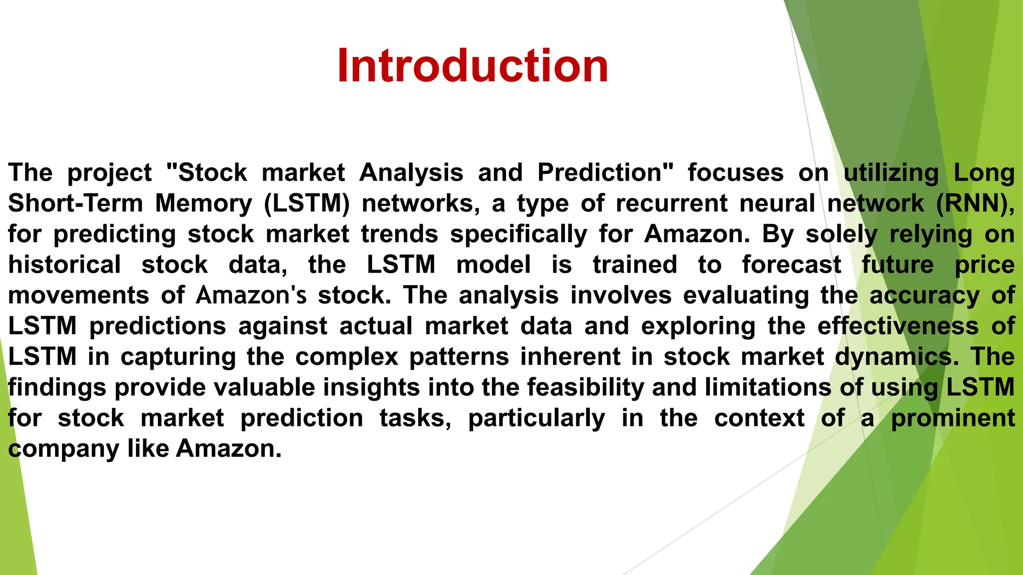 stockmarket_analysis_and _prediction_using_lstm | PPTX | Business Accounting & Finance | Business