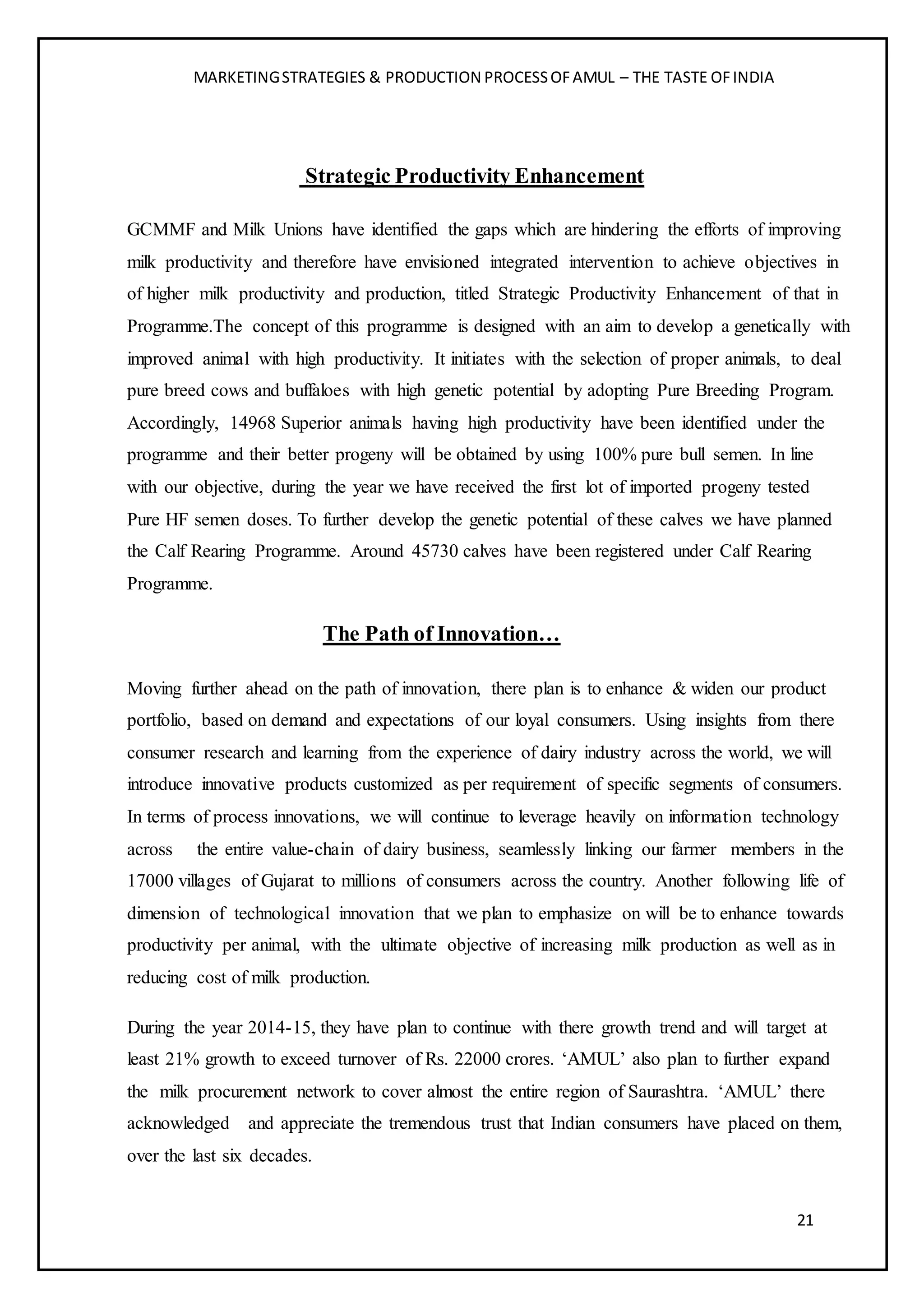 Project "Amul- The Taste Of India" | DOCX