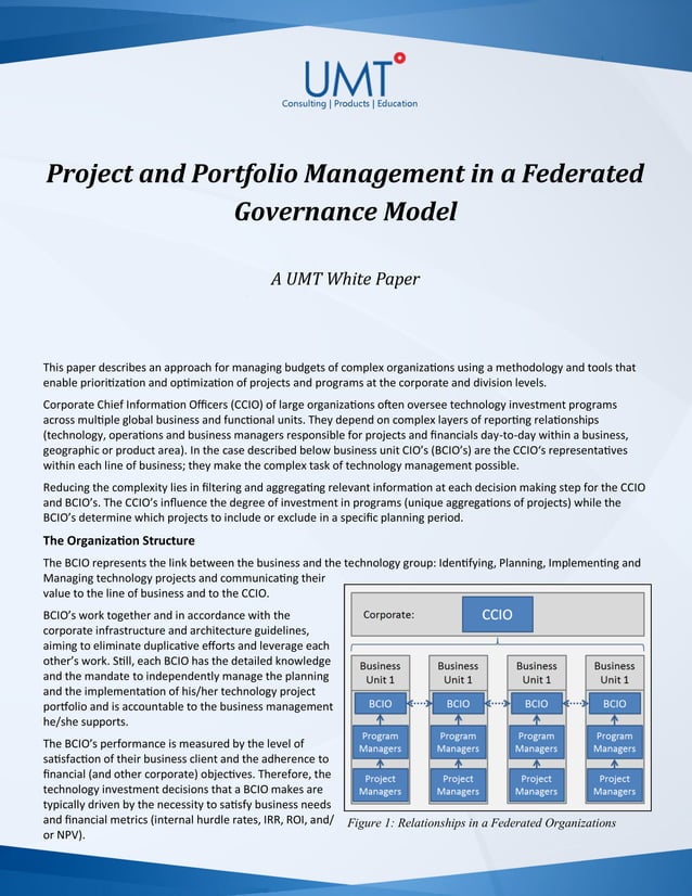 Project and Portfolio Management in a Federated Governance Model | PDF