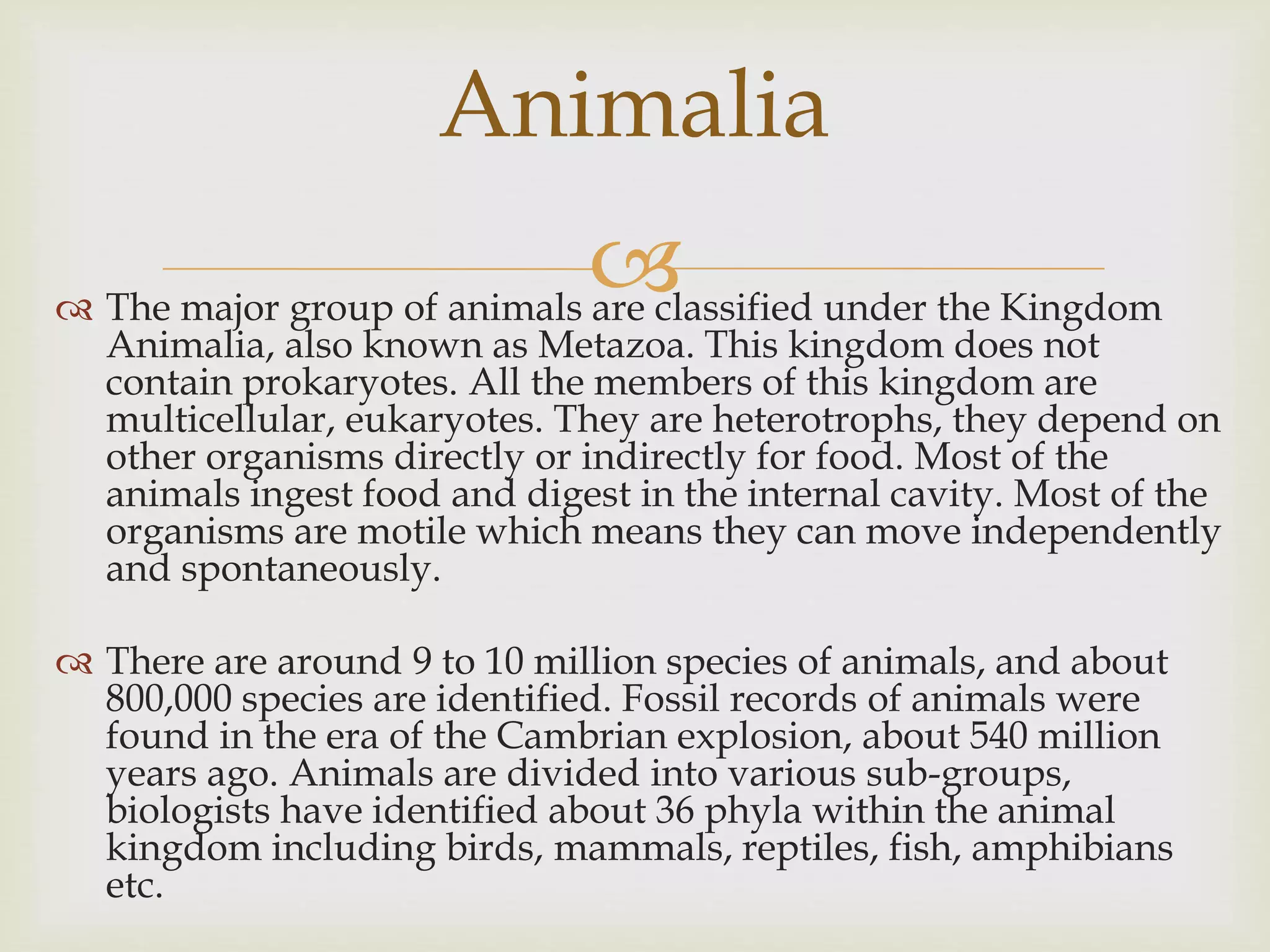 Diversity In Living Organisms (Animalia) | PPTX