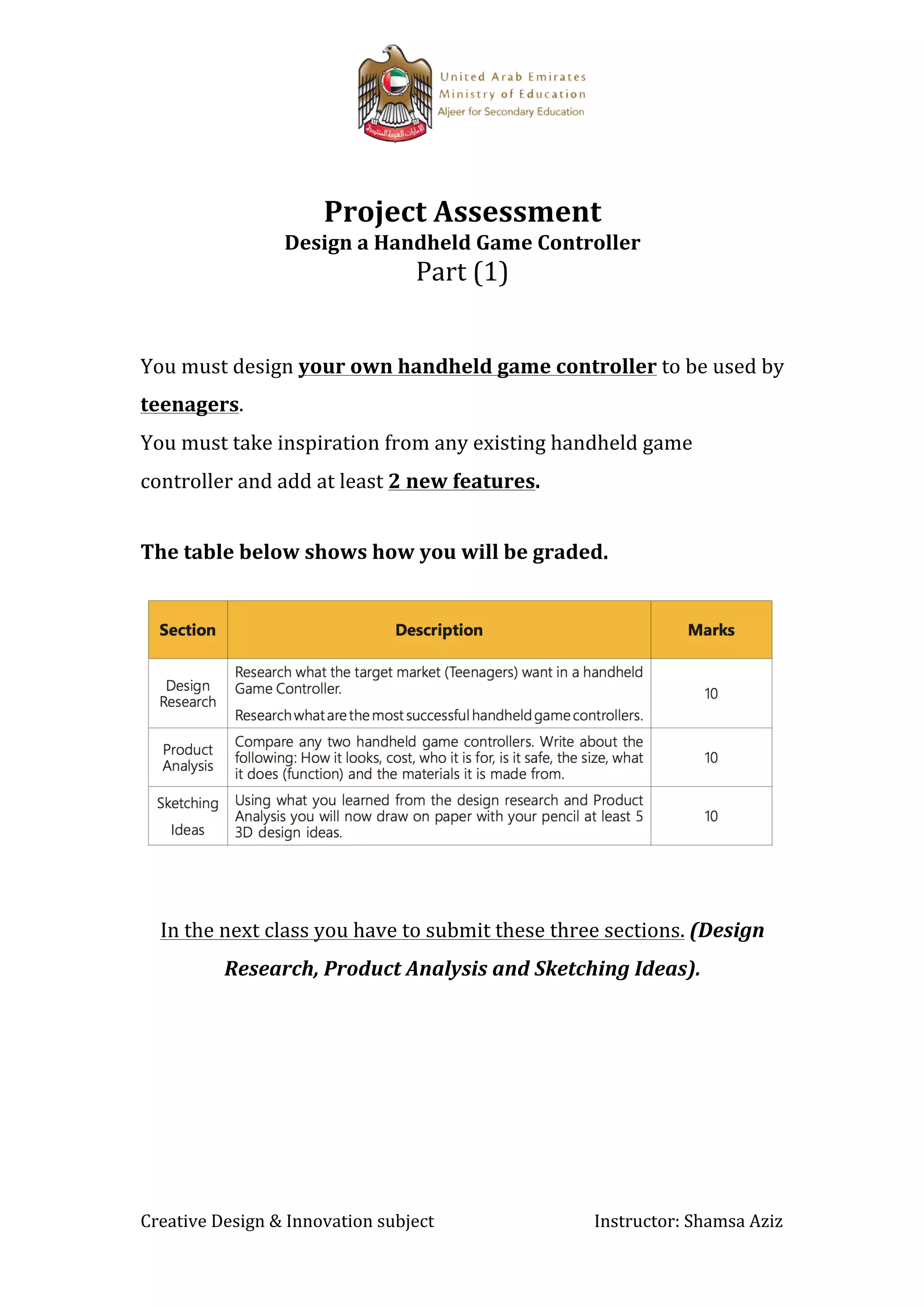 Project assessment part 1 | PDF