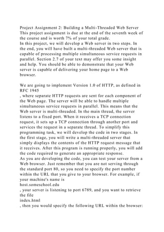 Project Assignment 2 Building a Multi-Threaded Web ServerThis pro.docx