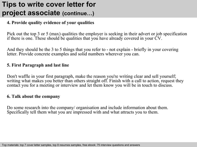 Project associate cover letter | PPT