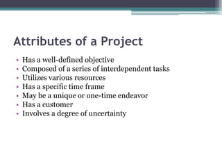 Project attributes (slideshare presentation) | PPTX