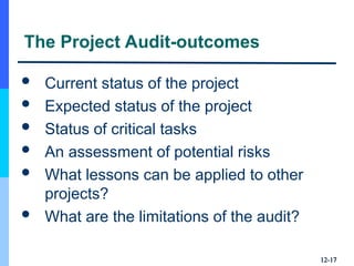 PROJECT AUDIT- METHODS OF EVALUATION AND ASSESSMENT. | PPT