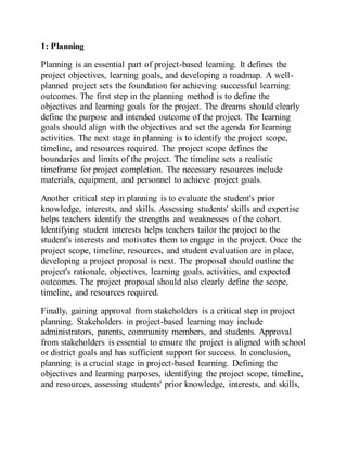 Project Based Learning – An innovative learning approach | PDF