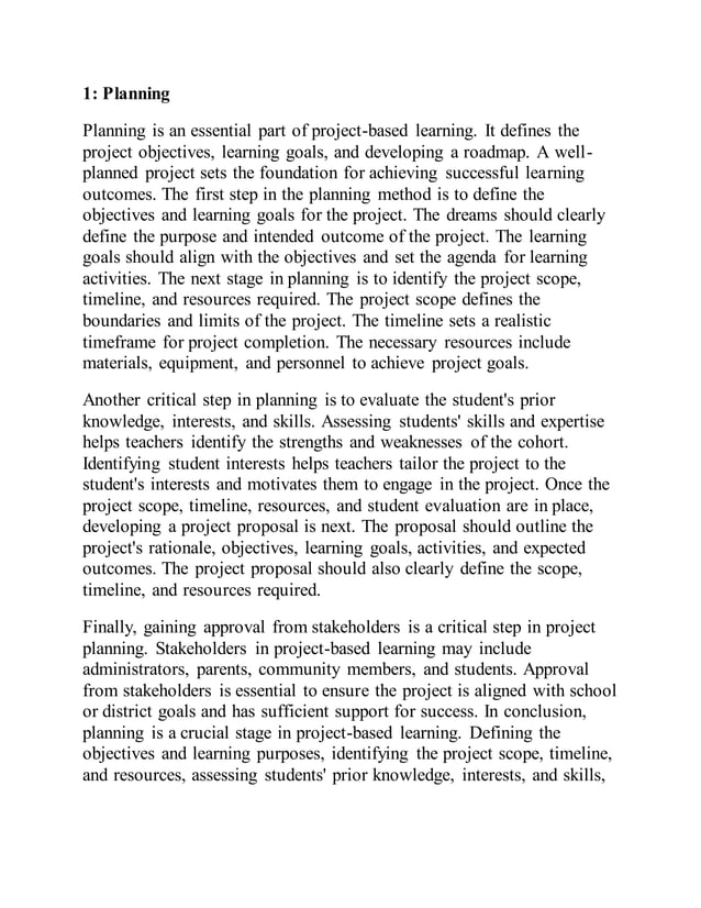 Project Based Learning – An innovative learning approach | PDF