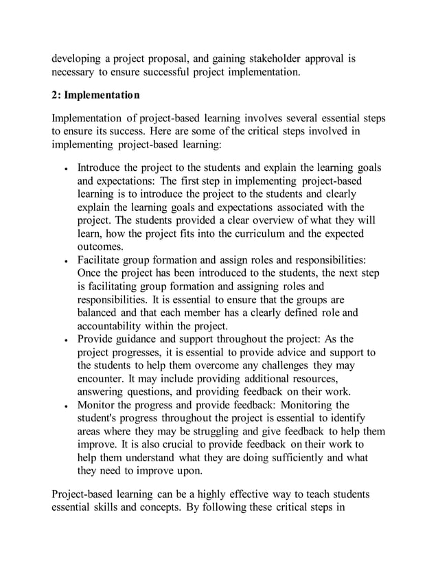 Project Based Learning – An innovative learning approach | PDF