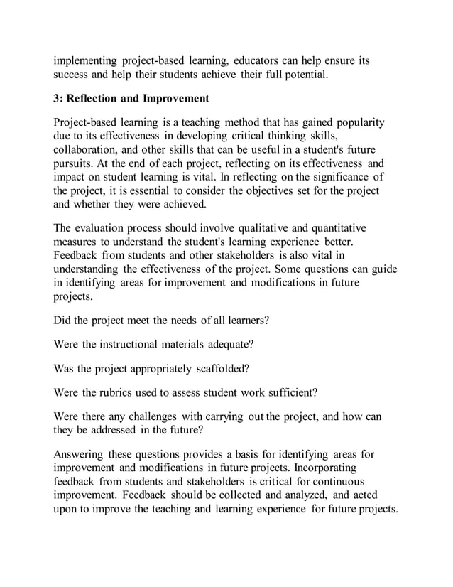 Project Based Learning – An innovative learning approach | PDF