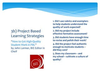Project based learning and student inquiry learning in sd57 | PPTX